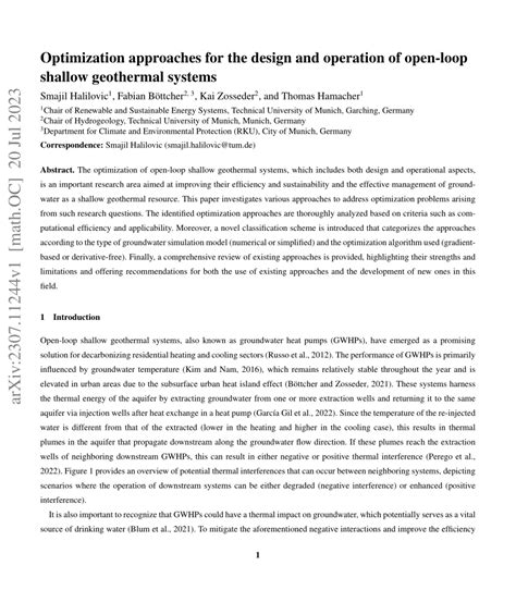 Pdf Optimization Approaches For The Design And Operation Of Open Loop