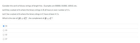 Solved Consider The Set A Of Binary Strings Of Length Five