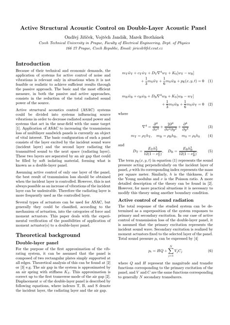 Pdf Active Structural Acoustic Control On Double Layer Acoustic Panel