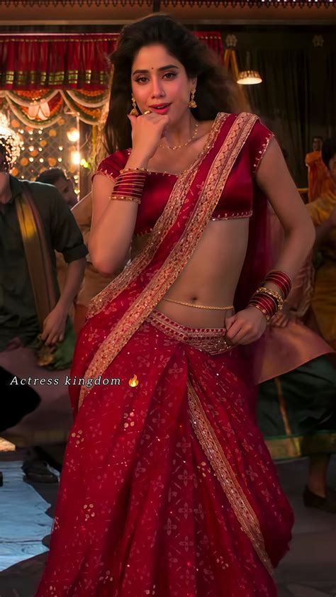 Janhvi Kapoor Spicy Photos In Red Saree
