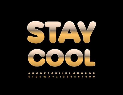 벡터 밝은 기호 Stay Cool 럭셔리 황금 글꼴 세련된 알파벳 문자 및 숫자 세트 프리미엄 벡터