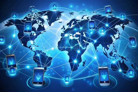 global communications map binary smart phones and globe connections