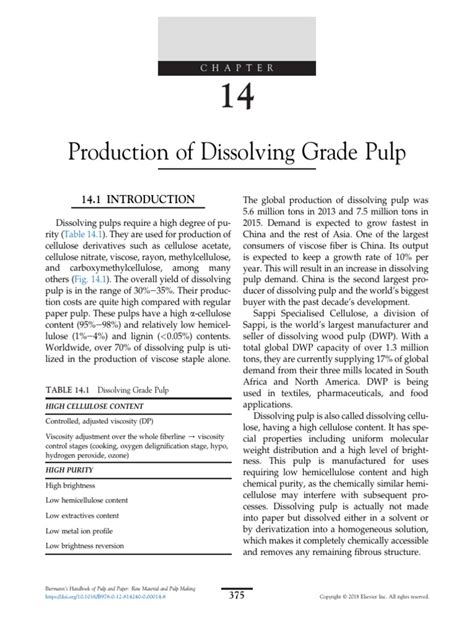 Ch 14 Dissolving Grade Pulp Pdf
