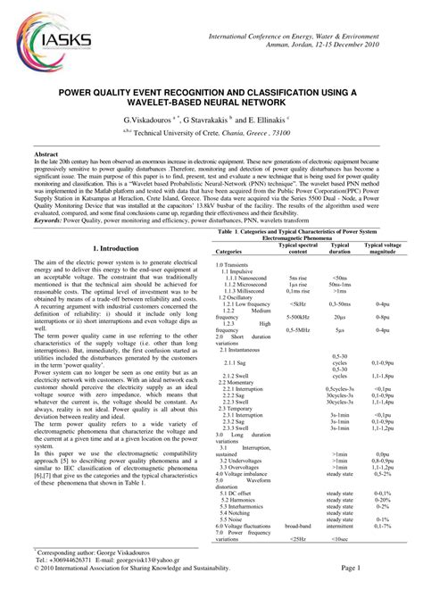 Pdf Power Quality Event Recognition And Identification Using A Wavelet Based Neural Network