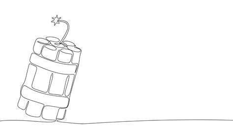 Continuous One Line Drawing Explosives Explosives Vector Hand Drawn