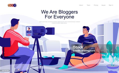 블로거 개념 등각 방문 페이지 카메라로 비디오 리뷰를 녹화하거나 스튜디오 3d 웹 배너에서 팔로워를 위해 라이브 스트리밍을하는 사람들 웹 사이트 템플릿을 위한 플랫 디자인의