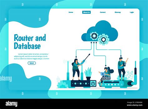 Landing Page Template Of Router And Database Service Wifi Network And