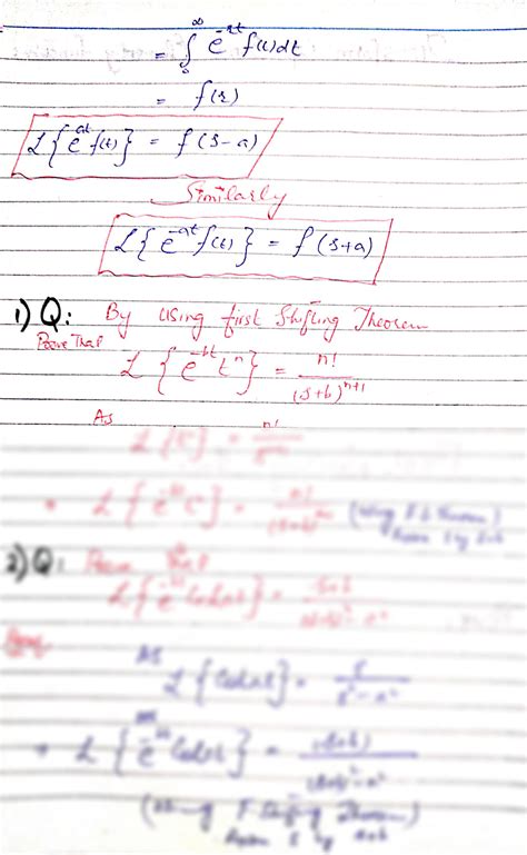 Solution Laplace Transformfirst Shifiting Theorem Proofinverse Laplace Transforminitial