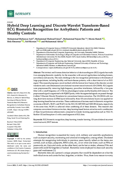 Pdf Hybrid Deep Learning And Discrete Wavelet Transform Based Ecg Biometric Recognition For