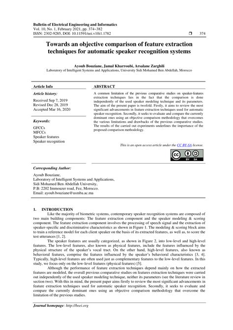 Pdf Towards An Objective Comparison Of Feature Extraction Techniques For Automatic Speaker