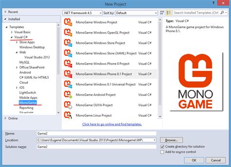 Установка Monogame для Windows