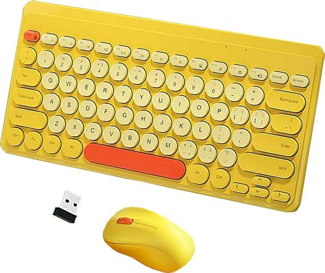Amazon Com Keyboard And Mouse Combo 2 4G Wireless 79 Cute Round Keys Small Keyboards Silent And