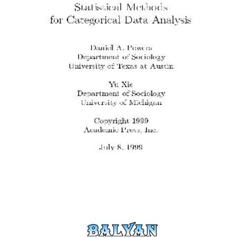 خرید و قیمت دانلود کتاب Statistical Methods For Categorical Data