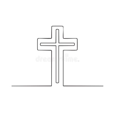 Simple Continuous Line Drawing Of A Christian Cross Symbol Of Faith And Belief Stock Vector