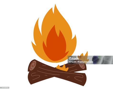 Kartun Api Unggun Api Unggun Camp Fire Konsep Terisolasi Ilustrasi Elemen Desain Grafis Vektor