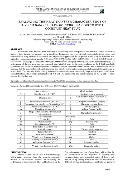 Pdf Evaluating The Heat Transfer Characteristics Of Hybrid Nanofluid Flow In Circular Ducts