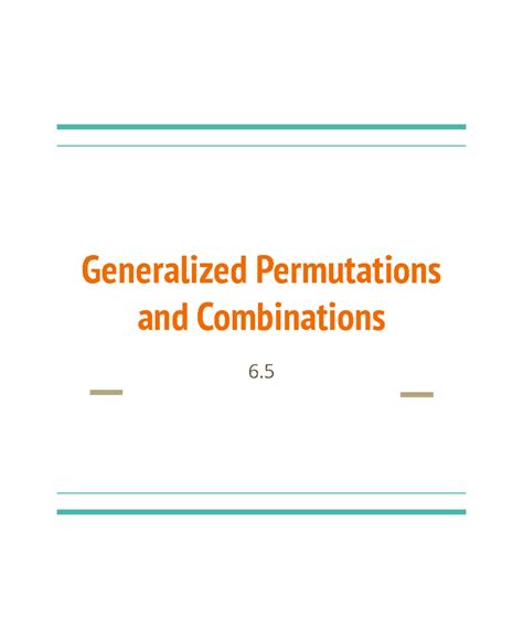 6 5 Generalized Permutations And Combinations 1 Generalized Permutations And