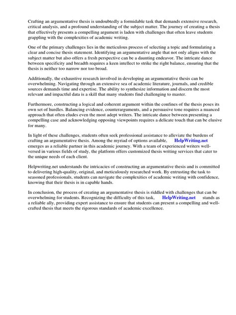 How Do You Make A Thesis Argumentative Pdf Essays Argument