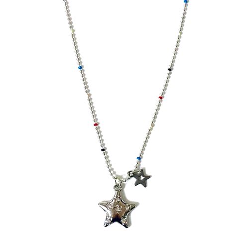 히피와이 Rainbow Star Necklace 레인보우 별 스타 목걸이 비즈 볼 체인 군번줄 Y2k 유니크 키치 하이틴 빈티지 엔틱 스트릿