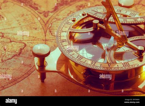 Old Compass Over Ancient Map Stock Photo Alamy