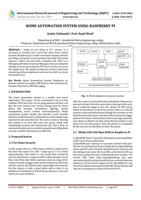 home automation system using raspberry pi pdf