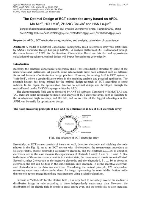 the optimal design of ect electrodes array based on apdl scientific