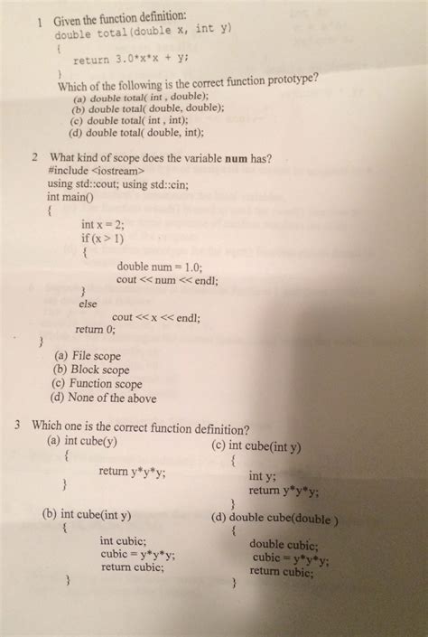 Solved Given The Function Definition Which Of The Chegg Com