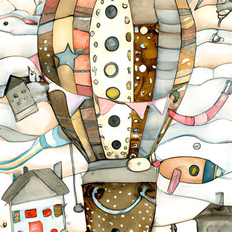 Hot Air Balloon Dystopian Robots Floating Up To Sky · Creative Fabrica