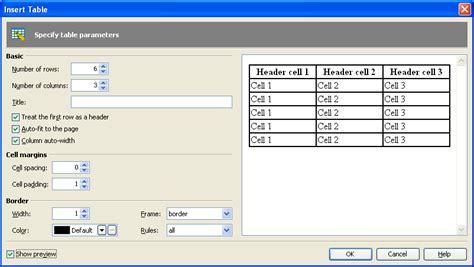 Insert Table Dialog Testcomplete Documentation