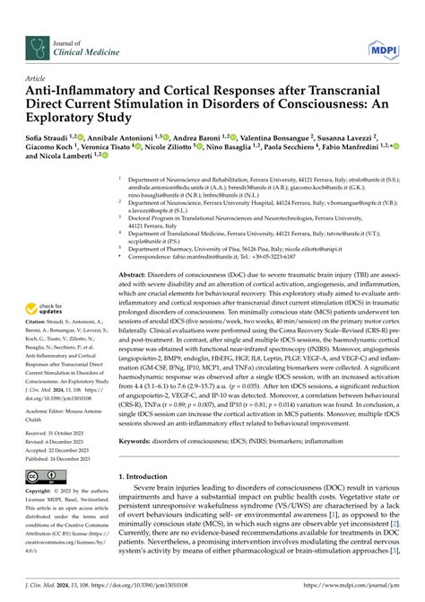 Pdf Anti Inflammatory And Cortical Responses After Transcranial