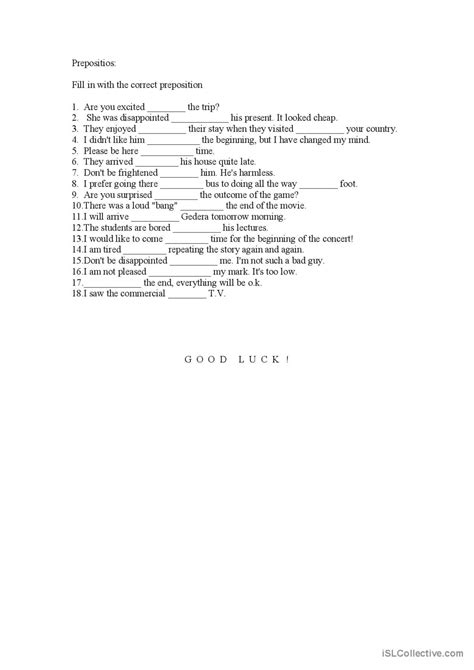 Prepositions General Gramma… English Esl Worksheets Pdf And Doc