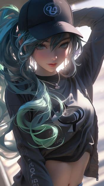 Premium Ai Image Full Body Shot A Hatsune Miku Is Energy Wearing A Deep Intended Outfit Portrait