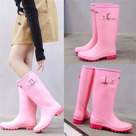 Женские водонепроницаемые резиновые сапоги до колена, цвет в ...
