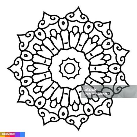 색칠하기 책 페이지를 위한 만다라 아트 디자인 그래픽 프린트에 대한 스톡 벡터 아트 및 기타 이미지 그래픽 프린트 꽃 식물