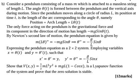 Consider A Pendulum Consisting Of A Mass M Which Is Attached To A Massles