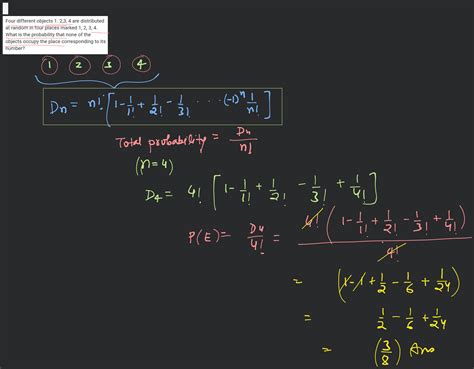 four different objects 1 2 3 4 are distributed at random in four places m