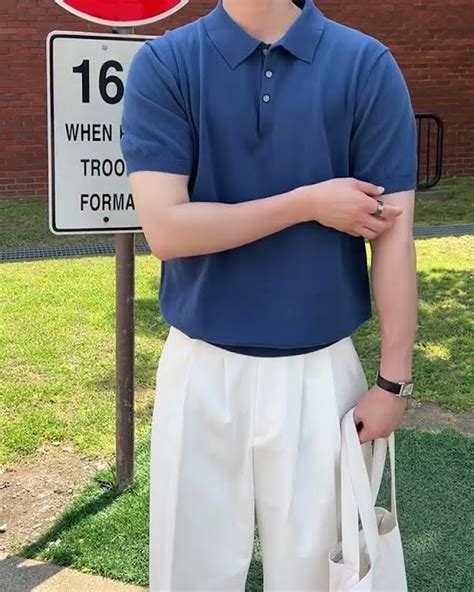 [남자 코디] 포멀하고 댄디한 남친룩 여친한테 사랑받은 코디 린난 버튼 카라 하프 니트 반팔 여름니트 모던 미니멀 꾸안꾸 남자 쇼핑몰 추천 Youtube