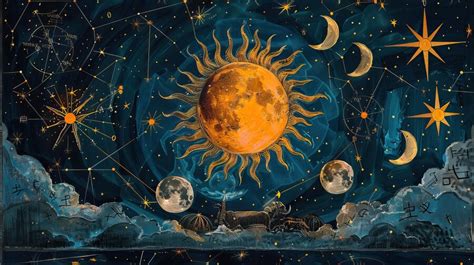 Premium Photo Celestial Art With Sun Moons Stars And Constellations