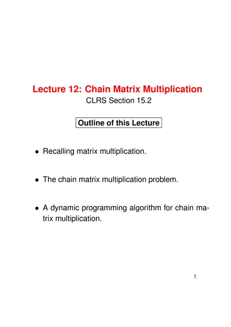 matrixchain giving information about matrix chain lecture 12 chain