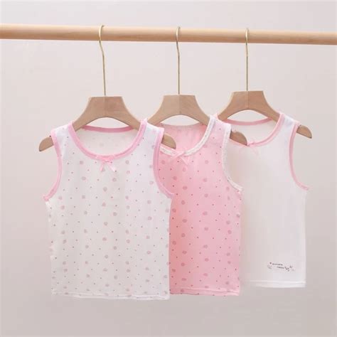 3 팩 소녀 우아한 꽃 조끼 슬링 3 8 세 어린 소녀를위한 실키 소프트 코튼 원단 위시버킷