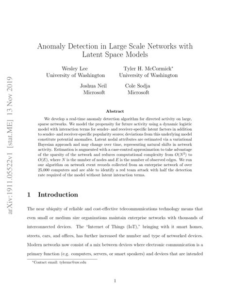 Anomaly Detection In Large Scale Networks With Latent Space Models Deepai