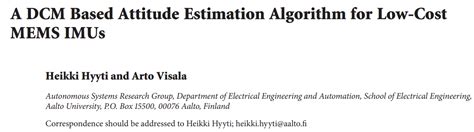 使用自适应扩展卡尔曼滤波器的姿态估计算法，用于低成本微机电系统（mems）三轴加速度计和陀螺仪，即惯性测量单元（imus）研究（matlab代码实现） Csdn博客