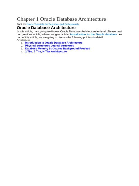oracle database architecture pdf databases client server model
