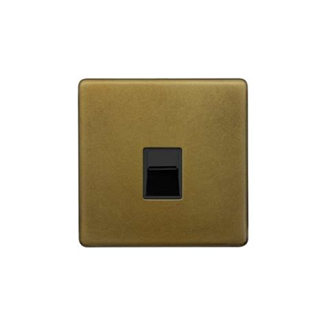 1 Gang Data Socket Rj45 Ethernet Cat5cat6 Old Brass Black Insert Noble