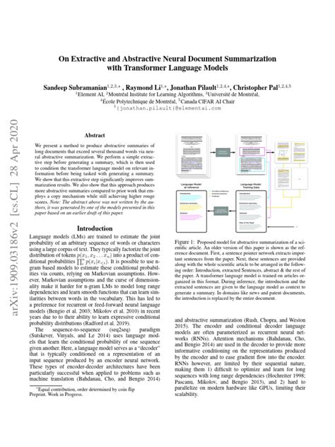 On Extractive And Abstractive Neural Document Summarization With Transformer Language Models Pdf