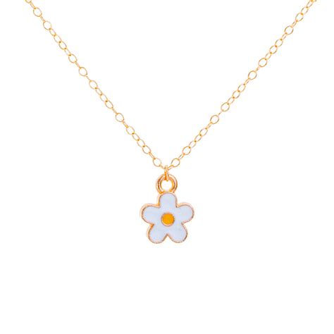 Gold Enamel Daisy Necklace Affordable Ethical Jewellery Oh My