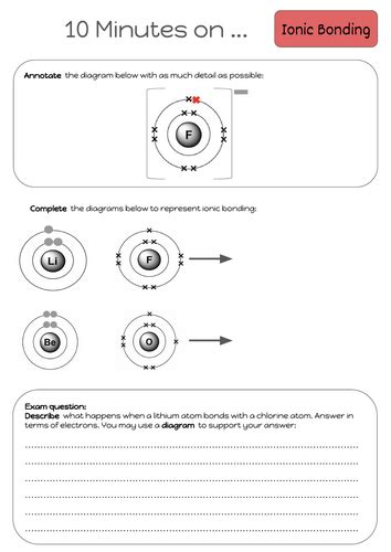 10 Minute Task Ionic Bonding Teaching Resources