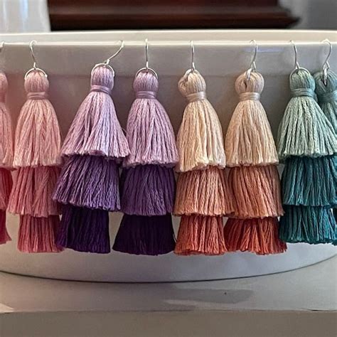 Pink Tassel Earrings Etsy