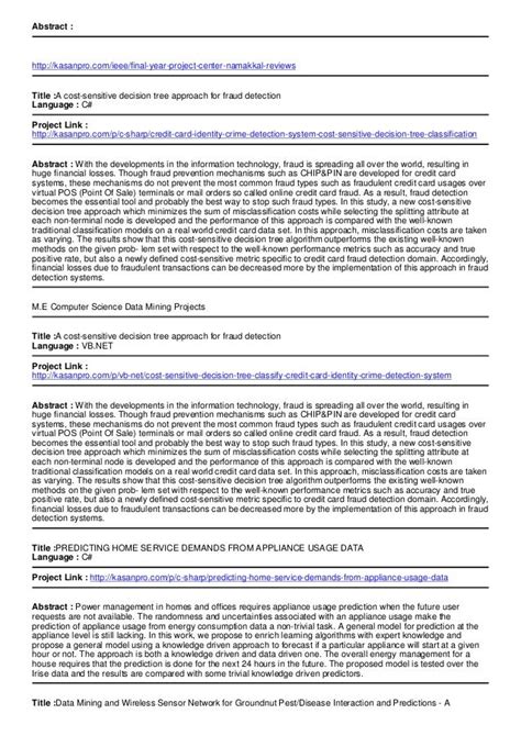 Me Computer Science Data Mining Projects