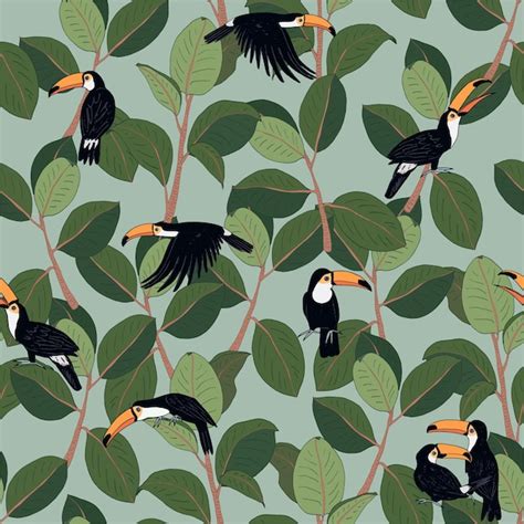Premium Vector Toucan Bird Vector Seamless Pattern